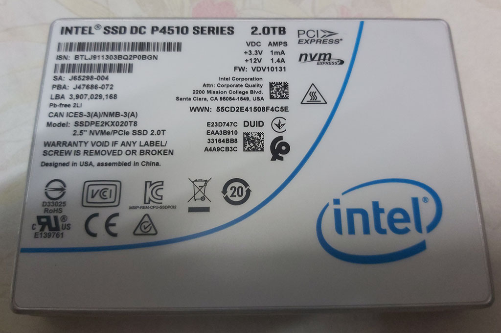 Intel P4510 2TB NVMe U.2 SSD 簡單開箱及測試 - 固態硬碟 - 儲存燒錄 - 電腦領域 HKEPC Hardware - 全港 No.1 PC討論區