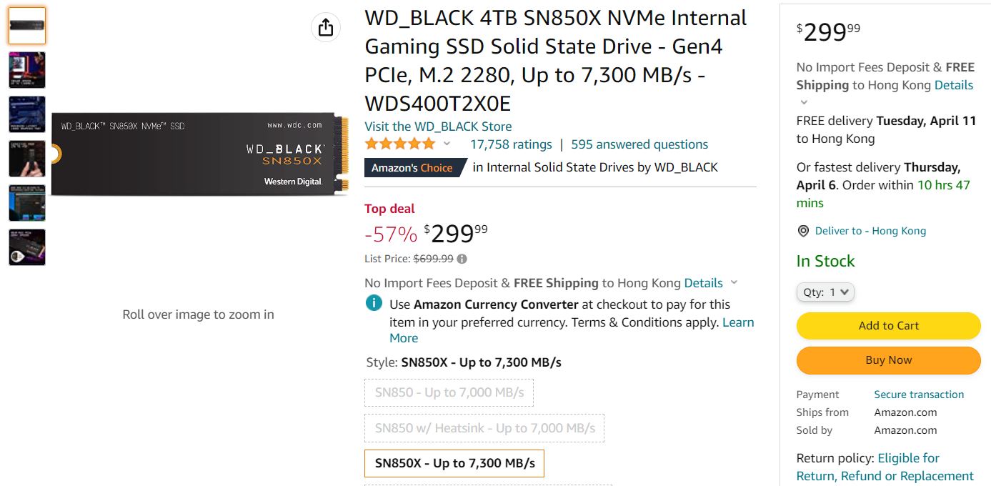 WD SN850X 4T 特價 $300 - 固態硬碟 - 儲存燒錄 - 電腦領域 HKEPC Hardware - 全港 No.1 PC討論區